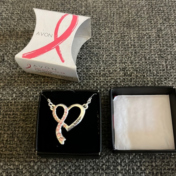 Avon | Jewelry | Avon Breast Cancer Crusade Heart Ribbon Necklace ...